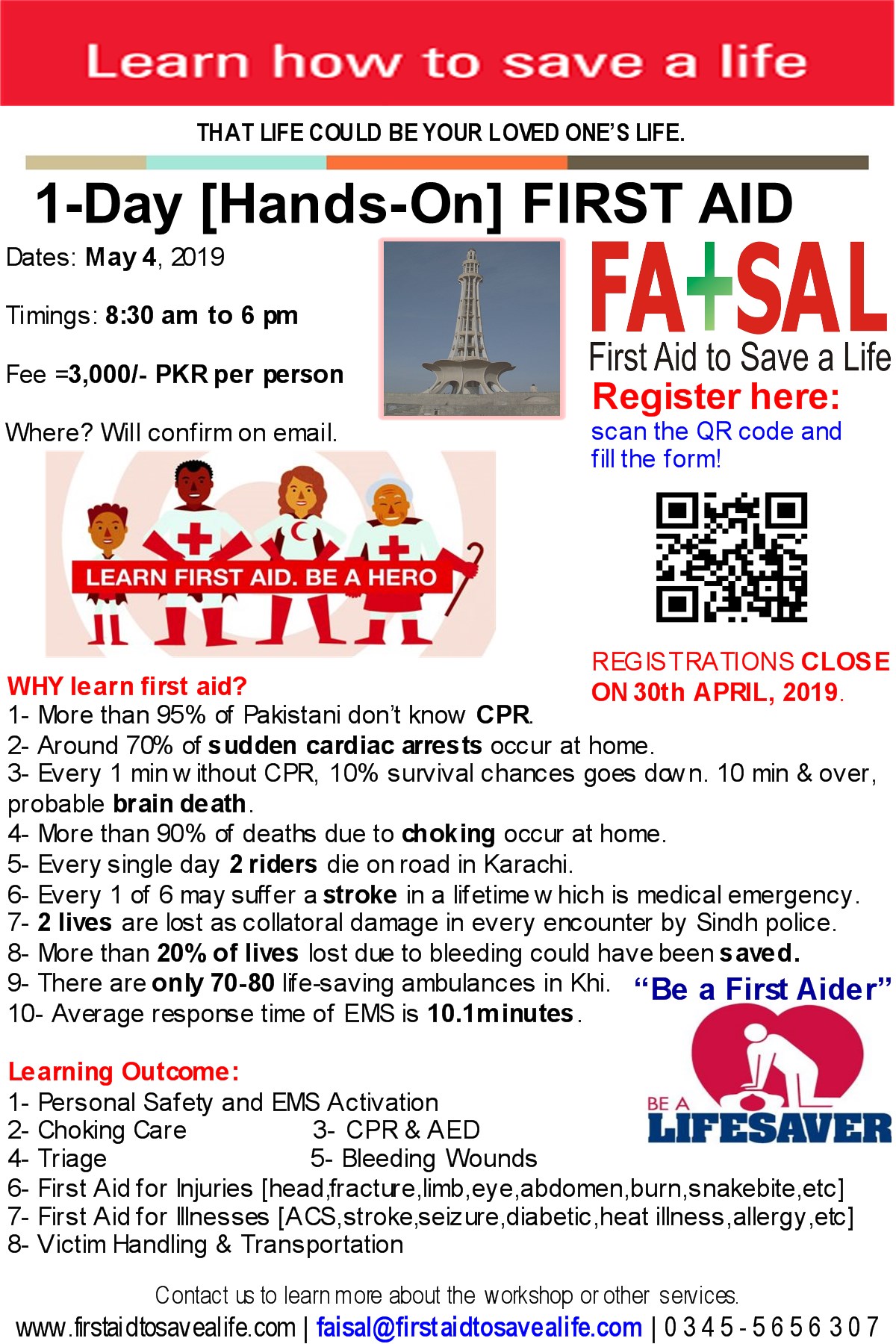 Save Lives with First Aid CPR AED Skills | May 4 in Lahore | First Aid ...